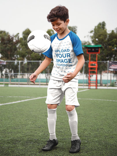 Placeit - Custom Soccer Jerseys - Kid with Ball on Head