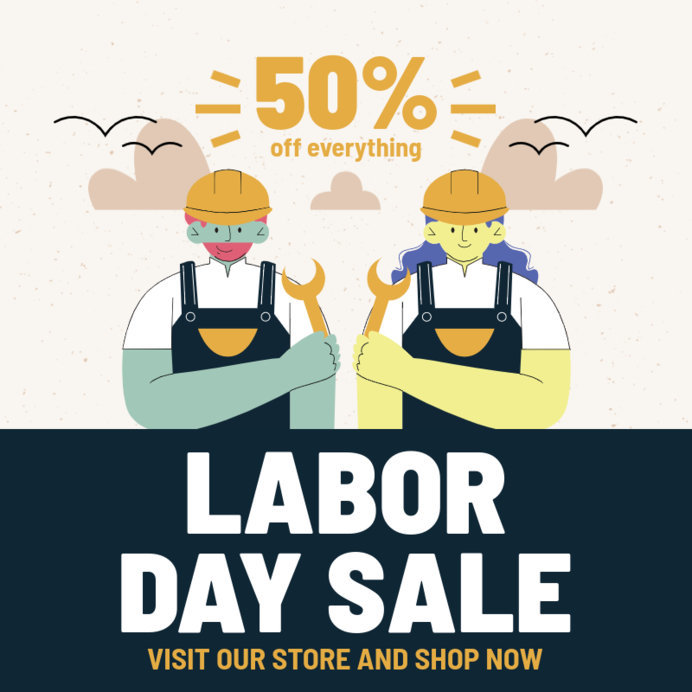 Placeit - Illustrated Instagram Post Template Featuring Worker Characters