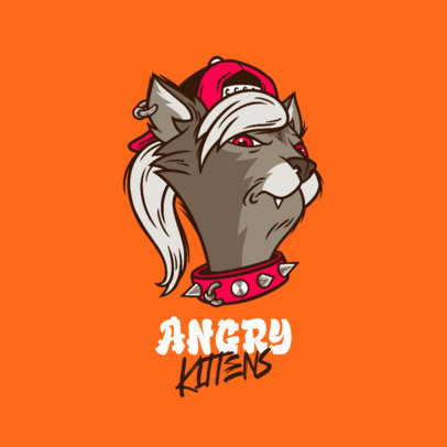 Placeit - Streetwear Brand Logo Creator Featuring an Angry Cat Illustration