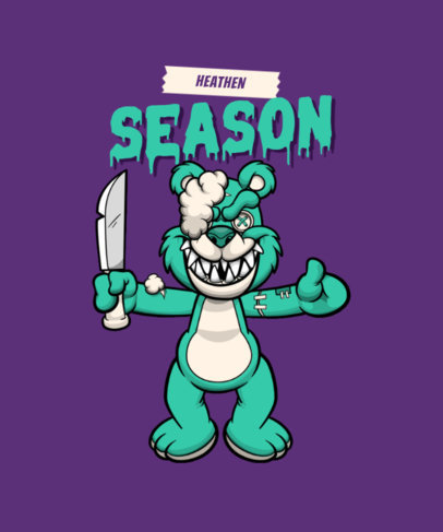 Placeit - T-Shirt Design Template with a Psycho Teddy Bear Character