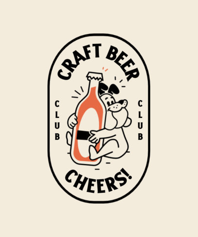 Placeit - T-Shirt Design Template Featuring a Smiling Beer Bottle Character