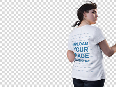Placeit - Transparent Back of an Alternative Woman Wearing a T-Shirt Mockup