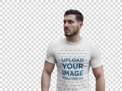 Placeit - Transparent Buff Man Wearing a T-Shirt Mockup While Lying ...