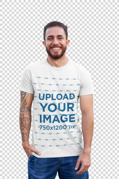 Placeit - Transparent T-Shirt Mockup of a Tattooed Woman with her Arms Open