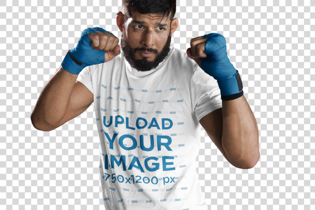Placeit - Transparent T-Shirt Mockup of an MMA Athlete Preparing for ...