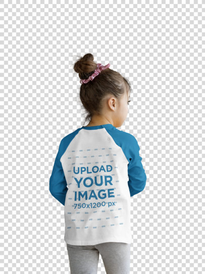 Placeit - Back-View Mockup of a Little Girl Wearing a Raglan T-Shirt at ...