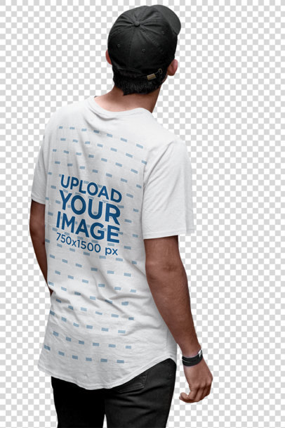Placeit - Back View T-Shirt Mockup Featuring a Man in an Alley