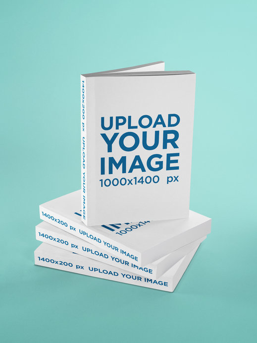 Placeit - Mockup of a Book Standing on Three Books