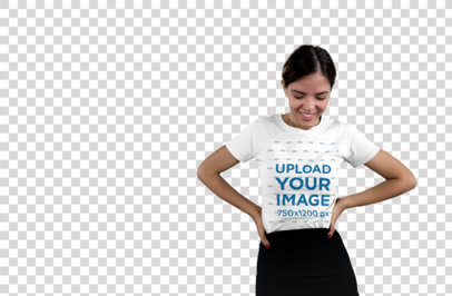 Placeit - Round-Neck Tee Mockup of a Young Stylish Woman in a Parking Lot