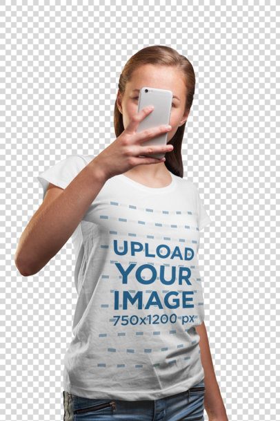 Placeit - Transparent Mockup of a Blonde Woman Taking a Selfie on the ...