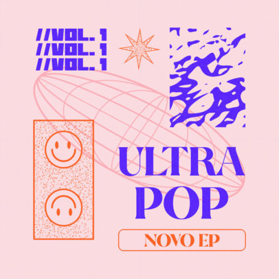 Placeit - Pop Album Cover Template Featuring Synthwave Graphics