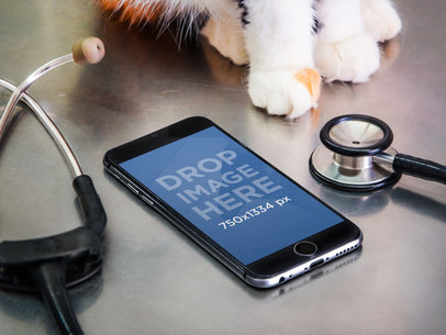 Placeit - Mockup of an iPhone 6 on a Veterinarian's table