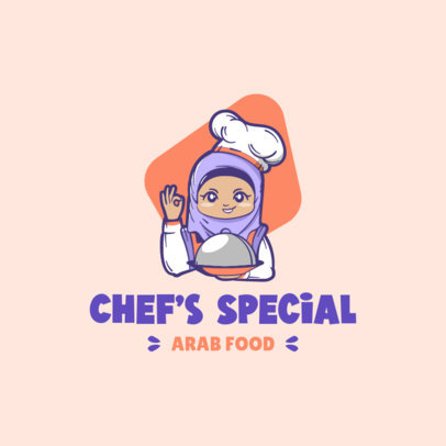 Placeit - Logo Maker for a Muslim Food Restaurant Featuring a Cute Chef ...