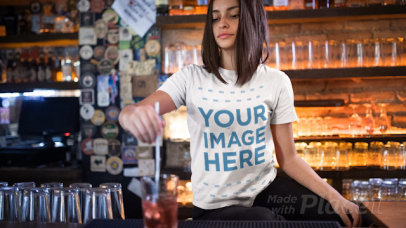 Placeit - Pretty Woman Using a Round Neck T-Shirt Cinemagraph while at ...