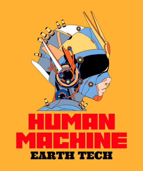 Placeit - T-Shirt Design Template Featuring a Human Machine Character