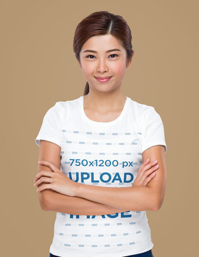 Placeit - T-Shirt Mockup Featuring a Woman with an Approachable Look