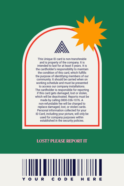 Placeit - Back ID Card Template Featuring Colorful Shapes with a Bar Code