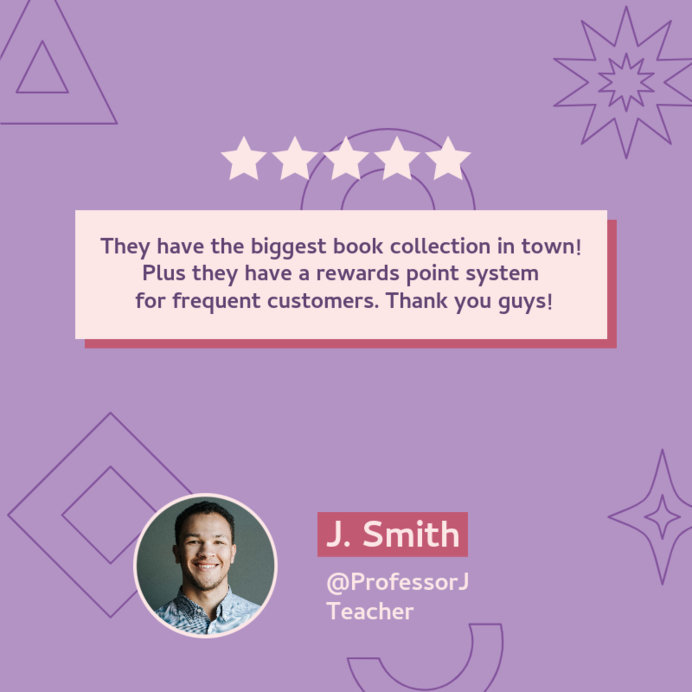 Placeit - Customer Review Instagram Post Design Template for a Book Store