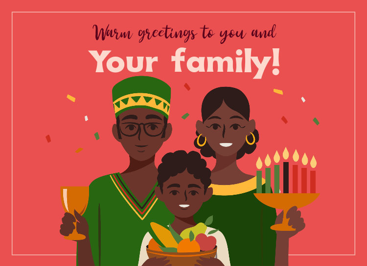 Placeit - Holiday Greeting Card Template Featuring Kwanzaa-Themed Graphics