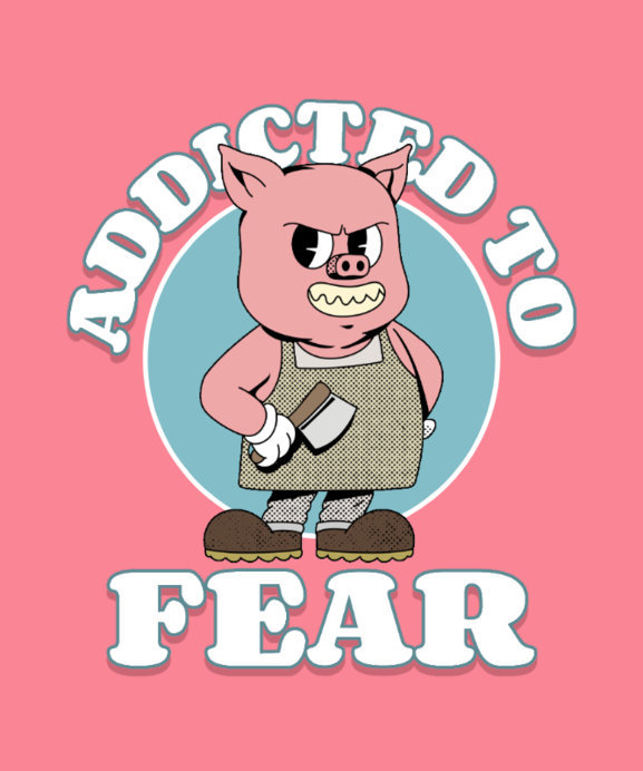 Placeit - T-Shirt Design Maker Featuring a Scary Pig Cartoon with a ...