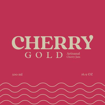 Placeit - Back Label Generator with Wavy Lines for an Artisanal Cherry Jam