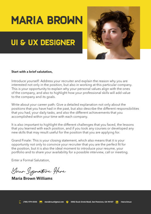 Placeit - LinkedIn Cover Letter Template with Squared Pictures