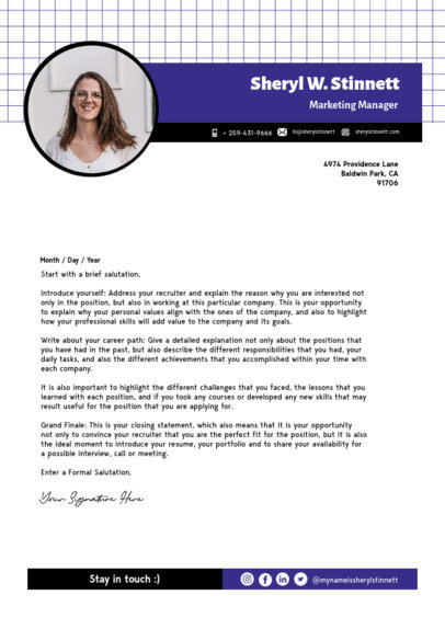Placeit - LinkedIn Cover Letter Template for a Data Analyst
