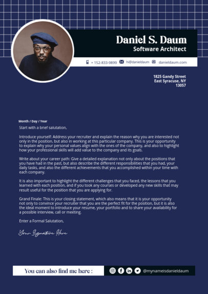 Placeit - LinkedIn Cover Letter Template Featuring a Gridded Background