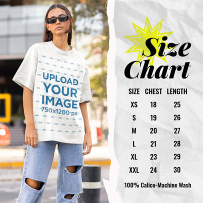 Placeit - Mockup of a Stylish Woman With Sunglasses in an Oversized T-Shirt