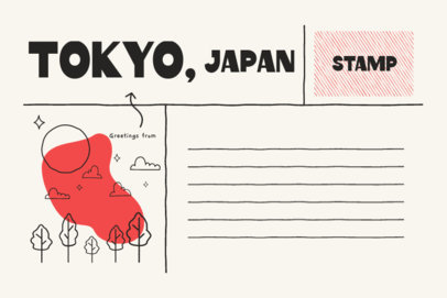 Placeit - Front Postcard Template with a Tokyo's Meiji Shrine Illustration