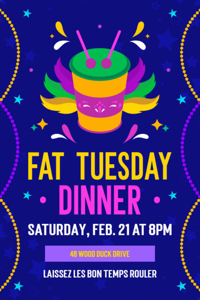 Placeit - Invitation Design Template for a Mardi Gras' Fat Tuesday Party
