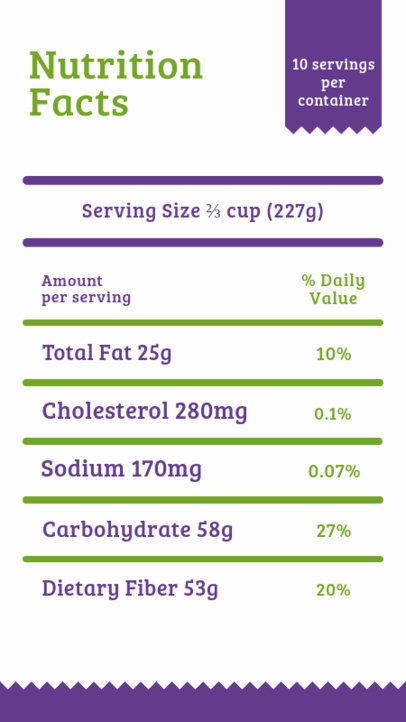Placeit - Vertical Nutrition Facts Label Generator for Food Products