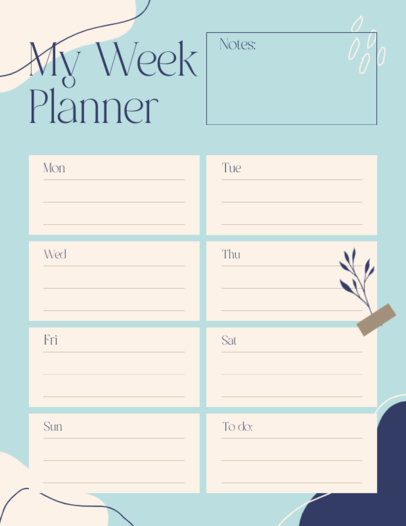 Placeit - Planner Creator for Daily Work Tasks With Branch Doodles