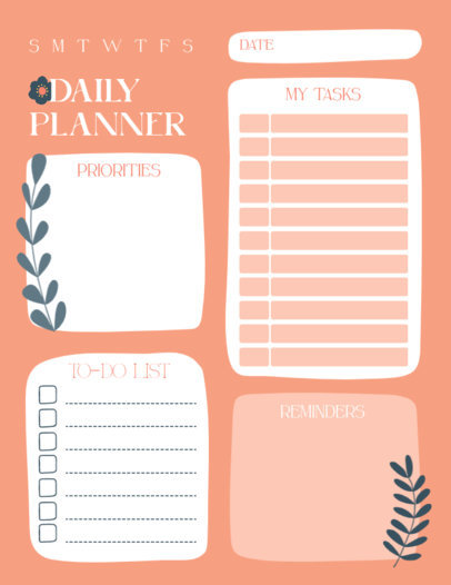 Placeit - Daily Planner Cover Template Featuring a Floral Design