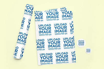 Placeit - Mockup of a Circular Sticker With Wrapping Paper
