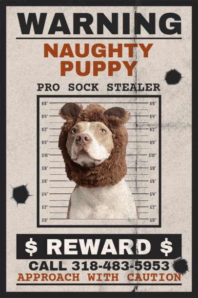 Placeit - Pet-Themed Poster Creator Featuring a Most Wanted Cute Dog