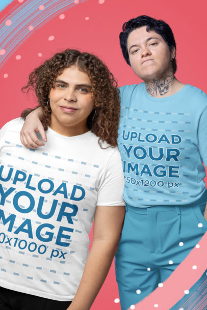 Placeit - Bella Canvas T-Shirt Mockup Featuring a Happy Couple Posing ...