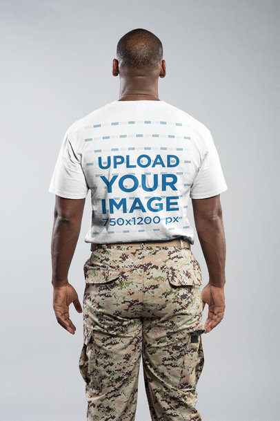 Placeit - Transparent Back of a Veteran Soldier Wearing a T-Shirt ...
