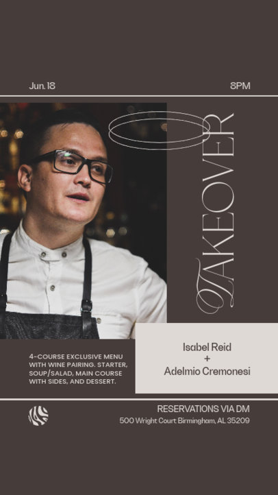 Placeit - Instagram Story Maker to Promote a Restaurant Takeover Event