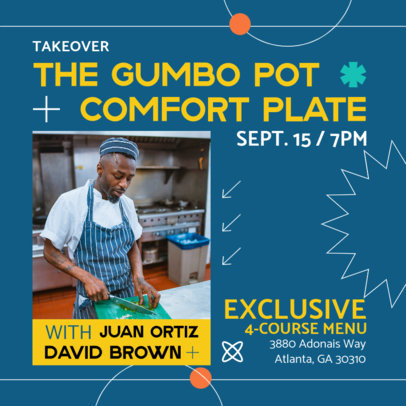 Placeit - Instagram Post Template with Simple Graphics for a Restaurant ...