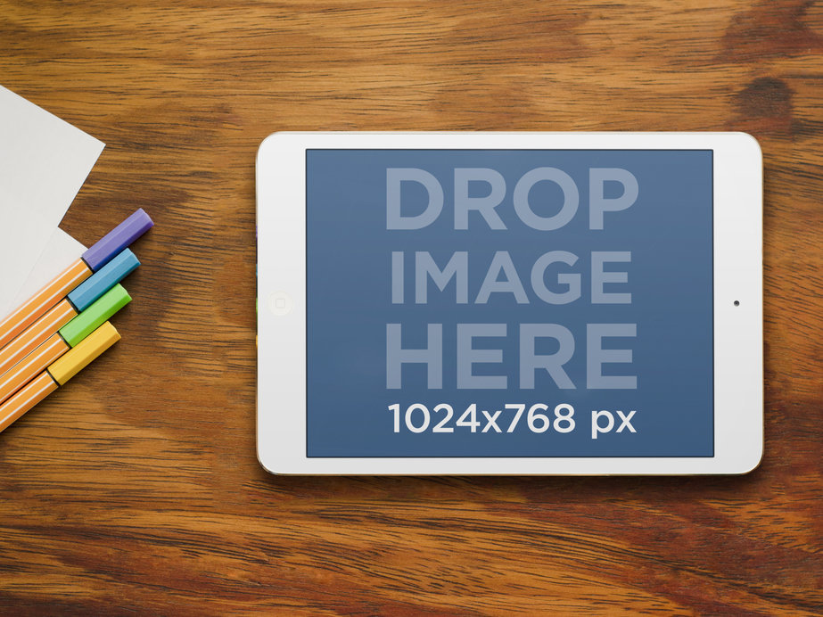 Placeit - iPad Mini Mockup Featuring Some Color Pens