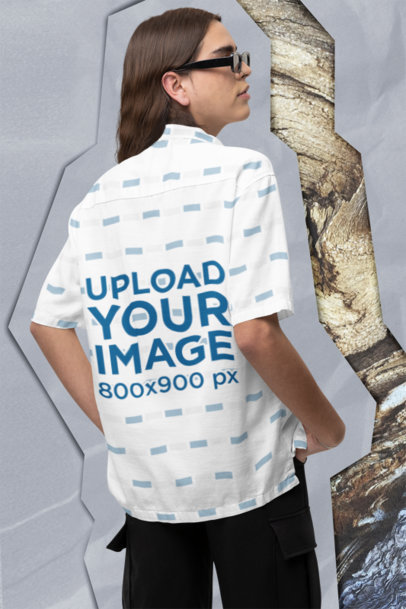 Placeit - Mockup of a Button-Up Shirt with a Customizable Inside Label