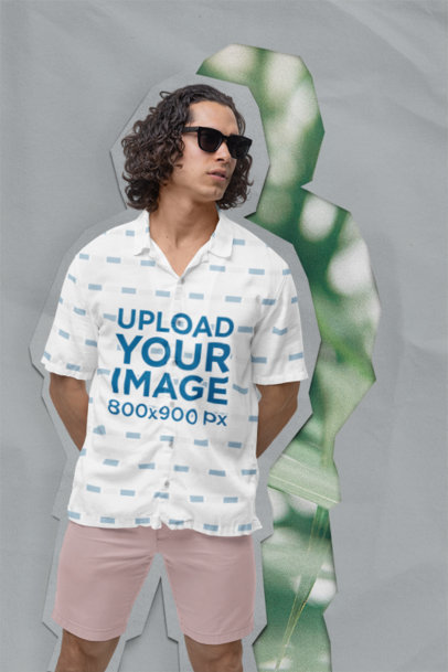 Placeit - Button Up Shirt Mockup Featuring a Smiling Woman and Collage ...