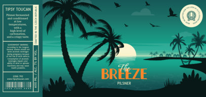 Placeit - Beer Label Template Featuring an Illustrated Bay Sunset