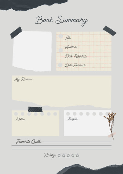 Placeit - Book Summary Planner Template Featuring a Nice Aesthetic