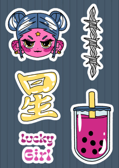 Placeit - Sticker Sheet Maker Featuring Y2K-Themed Graphics