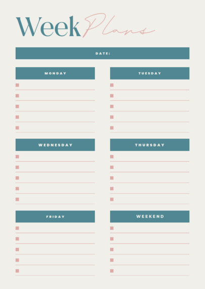 Placeit - Weekly Planner Design Creator Featuring Colorful Boxes for Notes