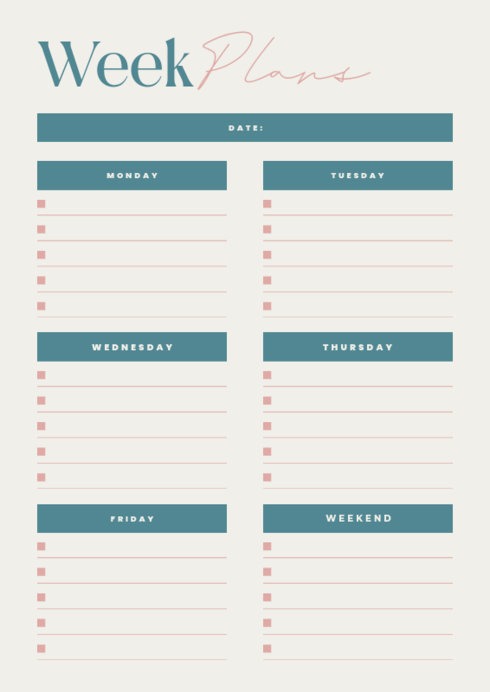 Placeit - Colorful Planner Design Template for a Weekly Agenda