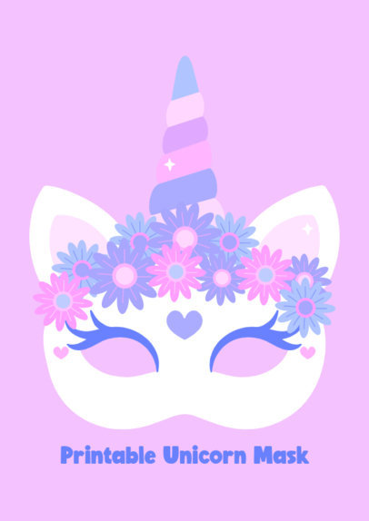 Placeit - Birthday Printable Mask Maker Featuring a Unicorn Layout