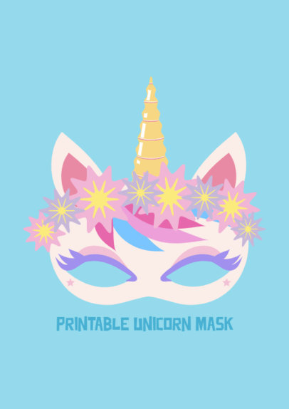 Placeit - Party Printable Mask Template Featuring a Unicorn for a Child ...
